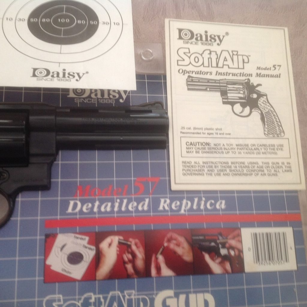 Daisy Model 57 Pistol 6 Shot Play Toy Revolver with Six Cartridges in Pkg